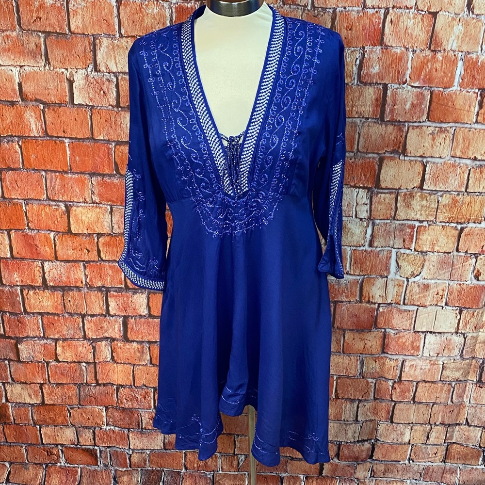 Soft Surroundings Embroidered Blue Tunic - Gem